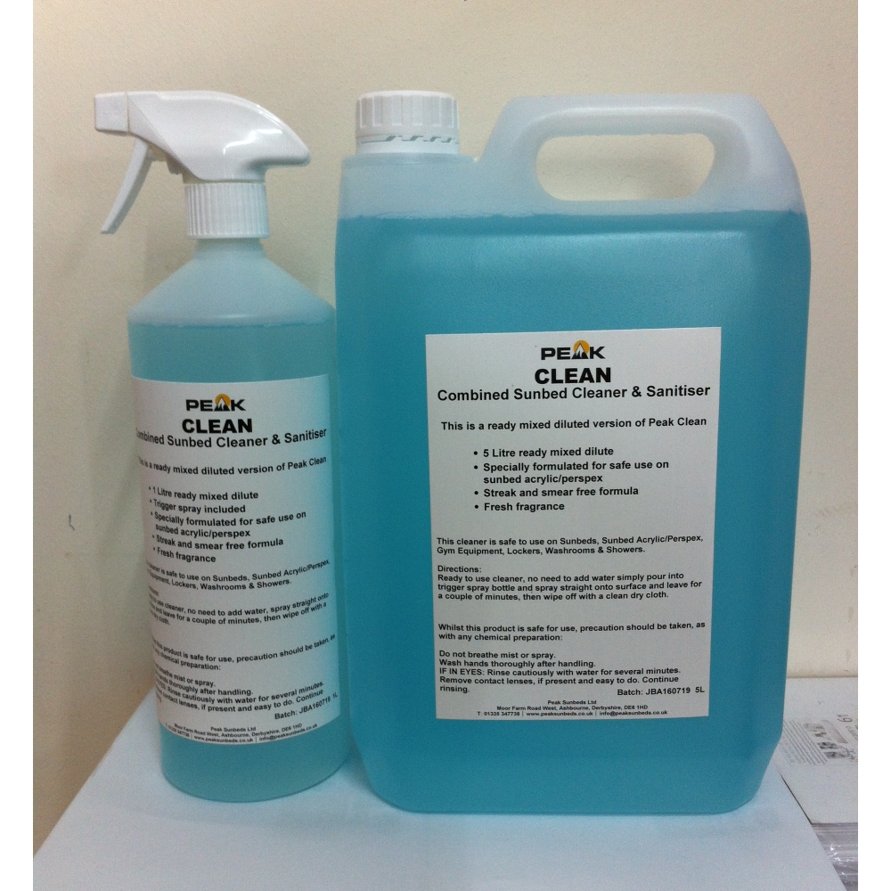 Peak Clean Sunbed Cleaner & Sanitiser (Ready Mixed Dilute) – Peak ...