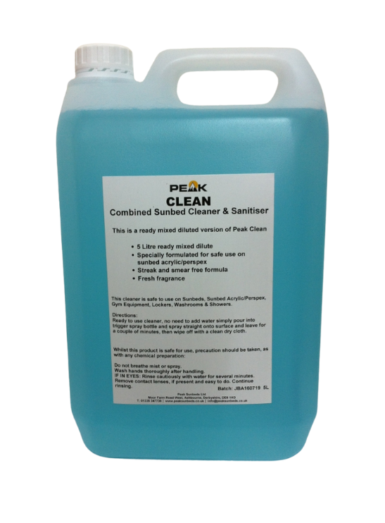 Peak Clean Sunbed Cleaner & Sanitiser (Ready Mixed Dilute) – Peak ...