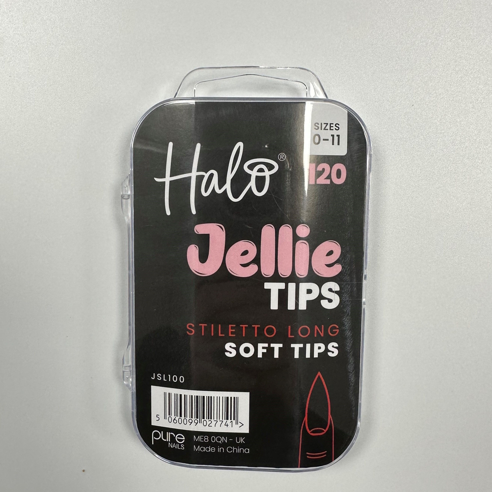 Halo Jellie Nail Tips Stiletto LONG Sizes 0-11 (Mixed Pack of 120 ...